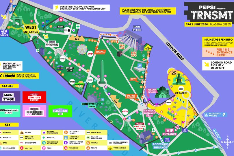 Glasgow TRNSMT site map for 2026 released as fan favourite area to return