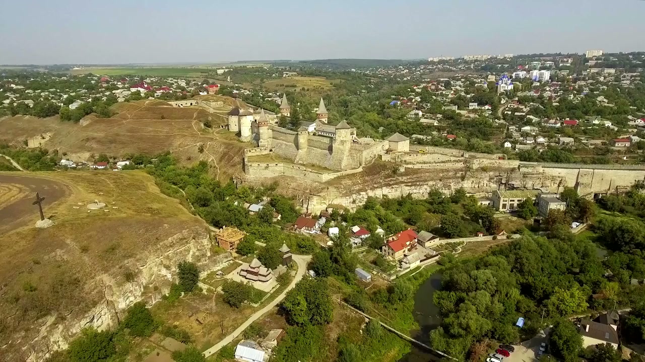 Kamianets-Podilskyi, Ukraine: Drone views of medieval castle