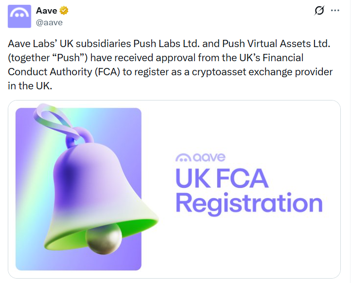 Aave Labs’ push gains UK FCA crypto registration