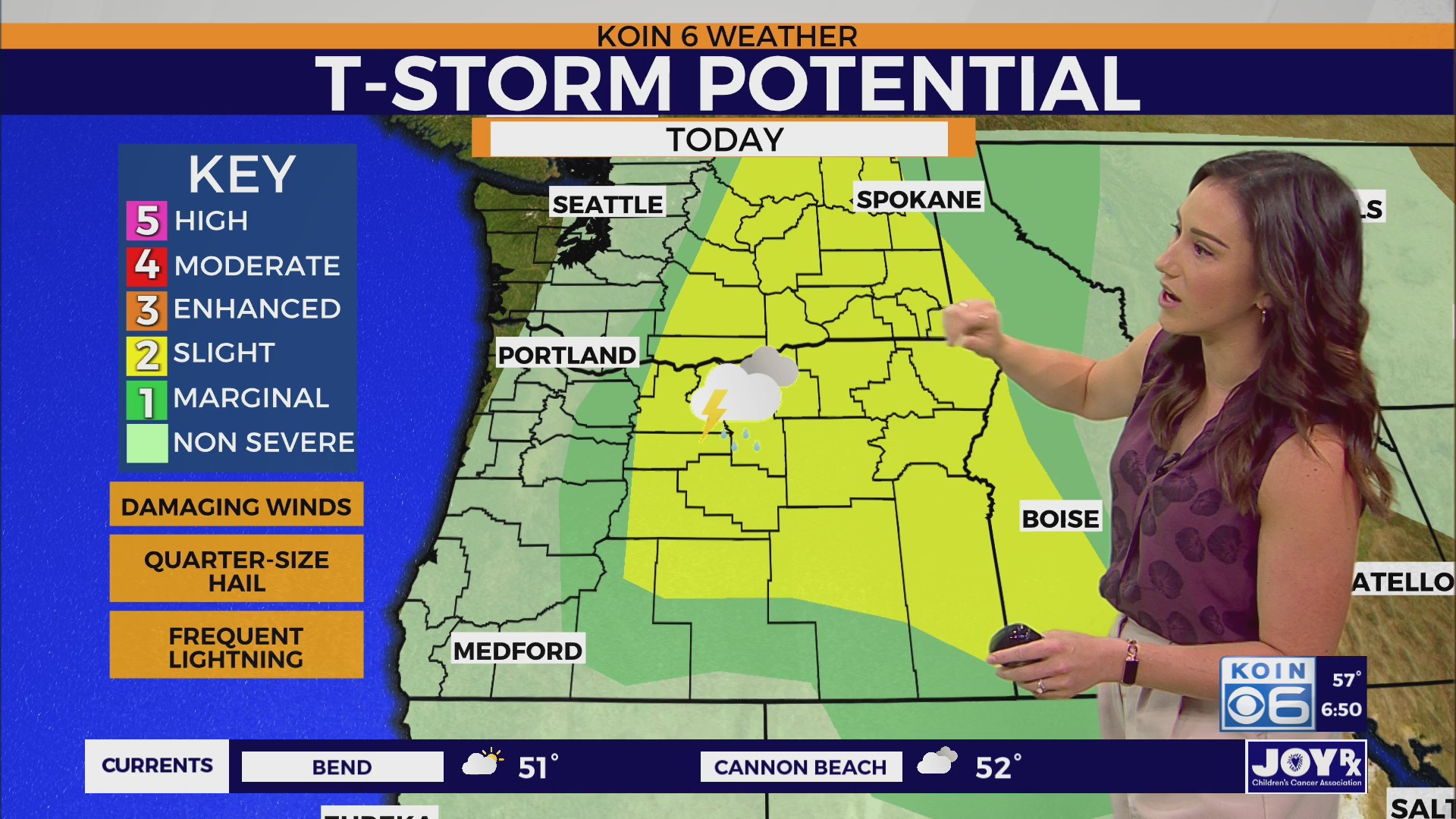 Hot temps continue in Portland as T-storms build in eastern Oregon