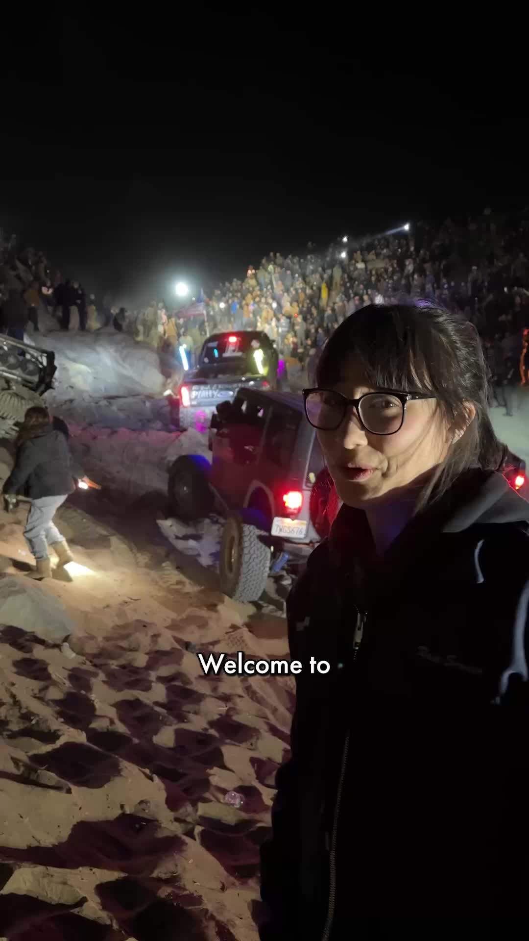Night scene at the famous King of Hammers off-road racing festival