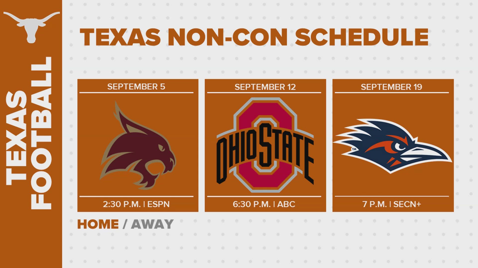 Longhorns reveal kickoff times for first 3 non-conference games