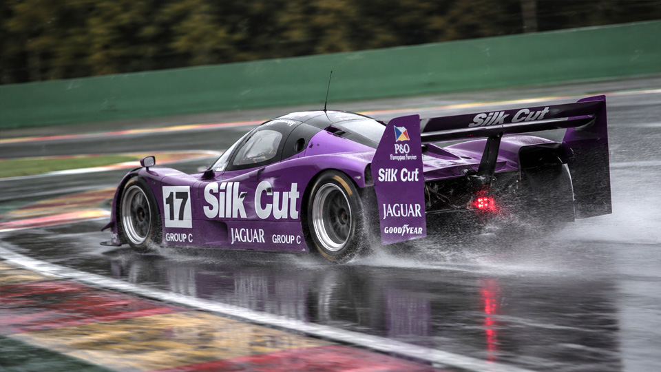 Jaguar XJR-14 Cosworth engine note 11,000 RPM track action