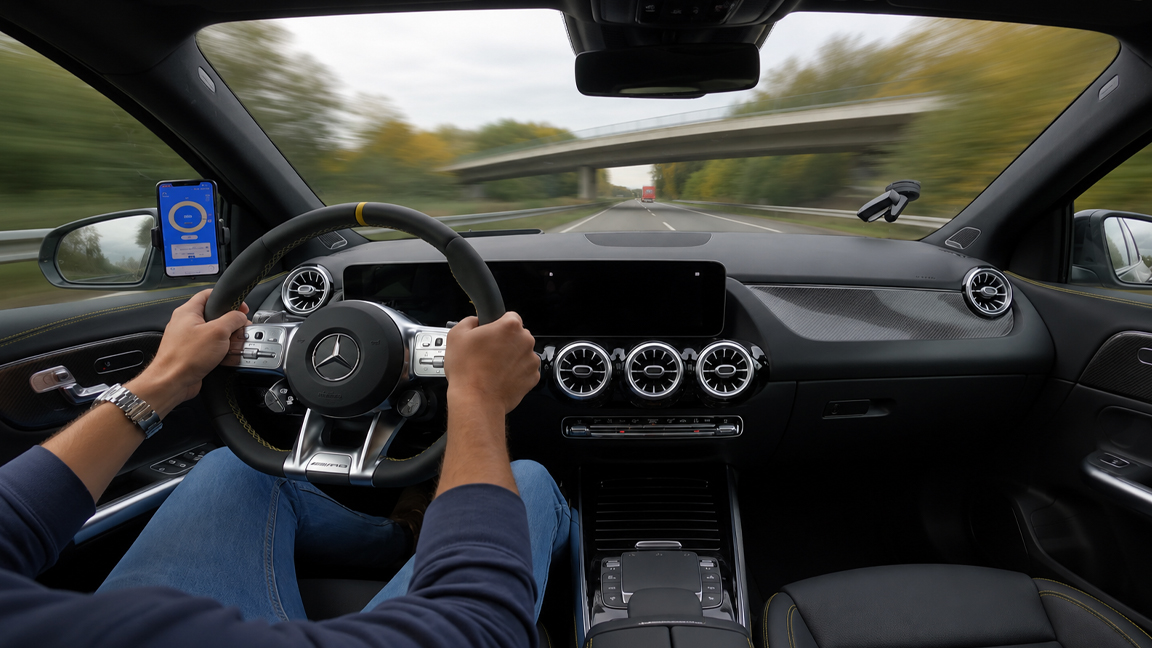 AMG GLA 45 S pushed to the limit on Autobahn