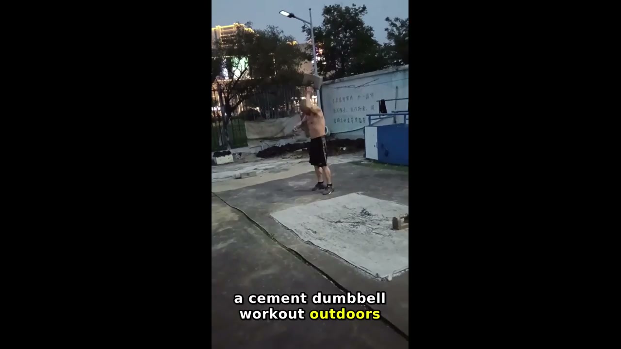 Man masters unique cement dumbbell workout in Jiangsu