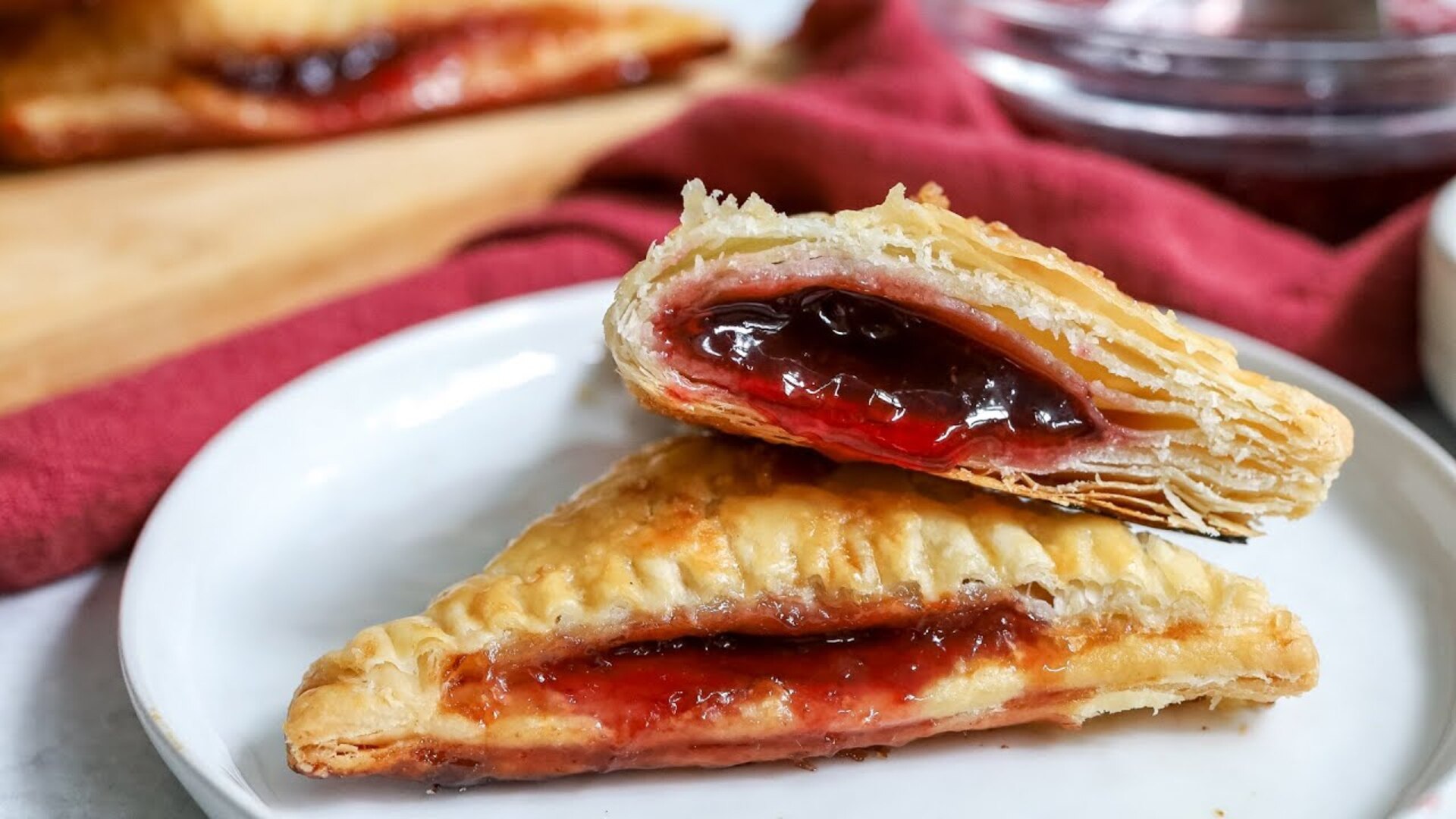 Freshly baked turnovers with cherry jelly recipe