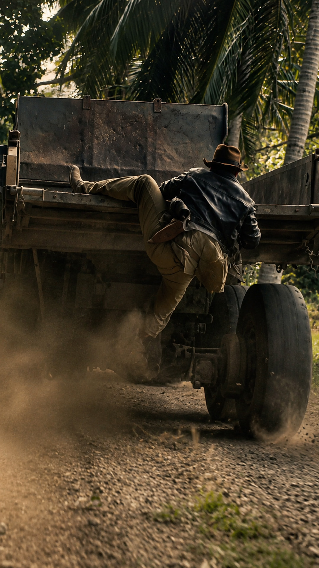 Filming a dangerous looking truck scene in motion