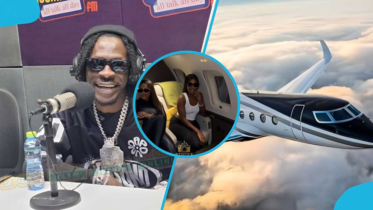 Shatta Wale flies his "two wives" on private jet to UK concert