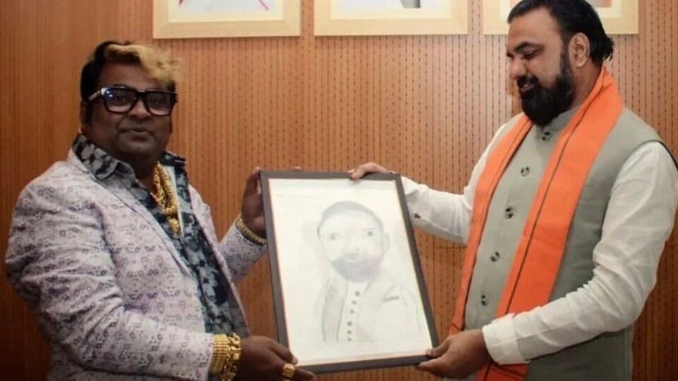 Bihar CM Samrat Choudhary's portrait sketch gifted by Patna builder ...