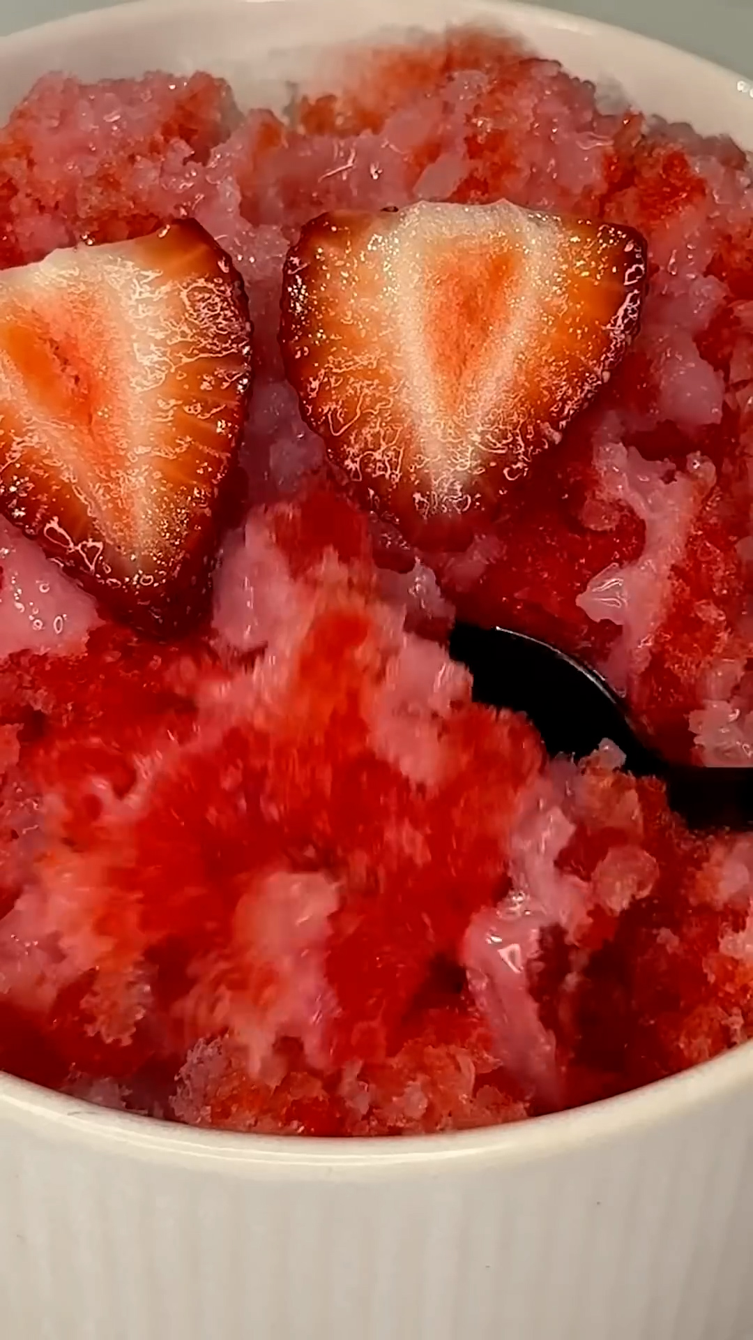 DIY version of snow cone uses fresh strawberry topping