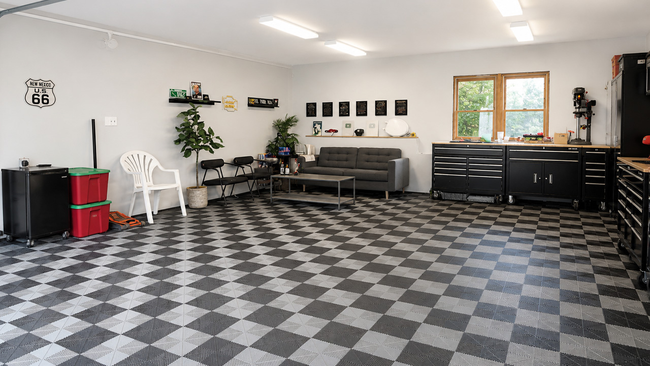 Transforming an old garage with new workshop flooring