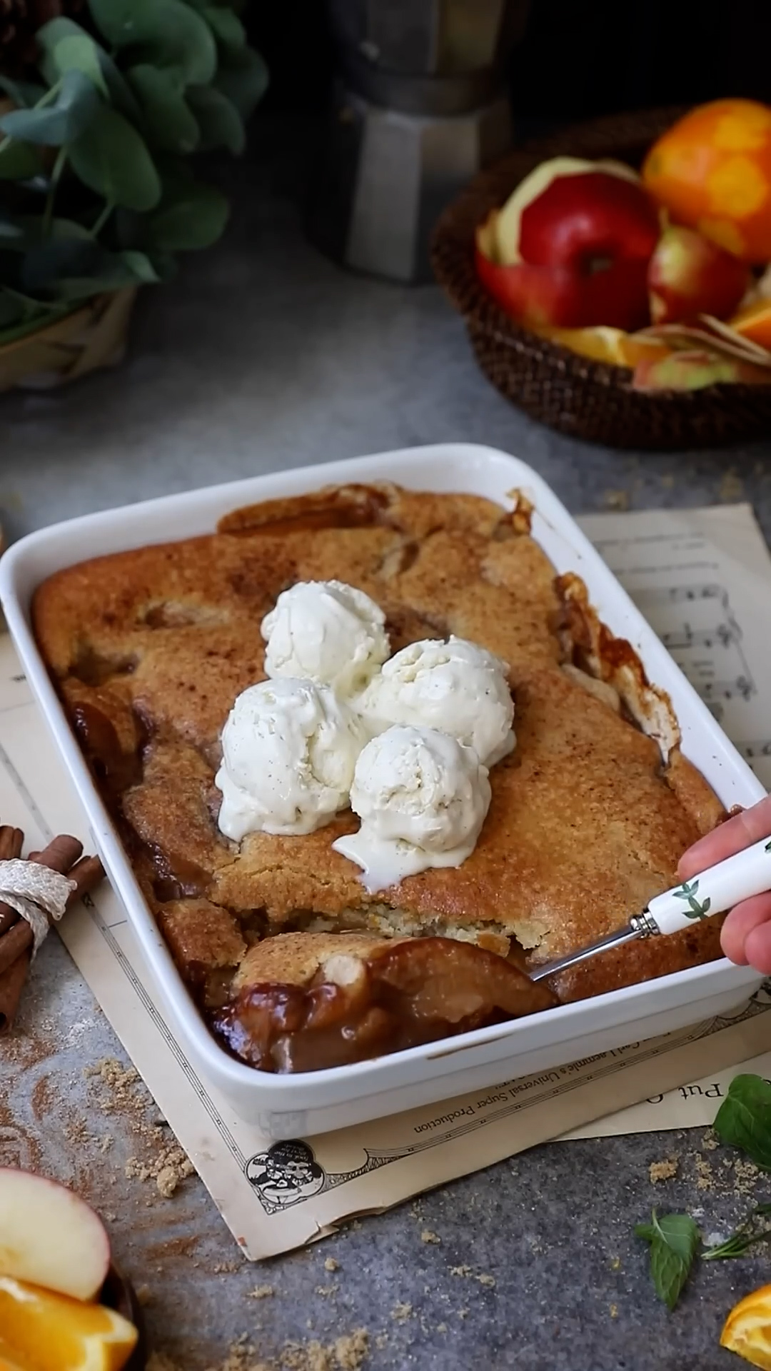 Classic cobbler served with ice cream