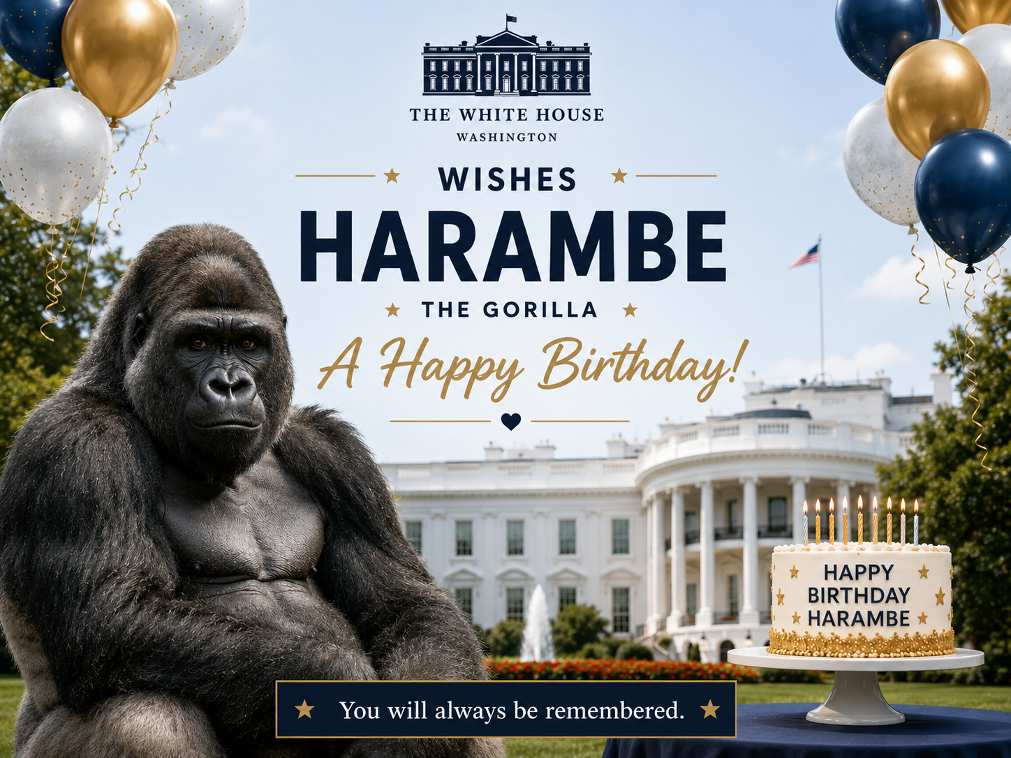 Happy birthday Harambe: White House honours western gorilla who was ...
