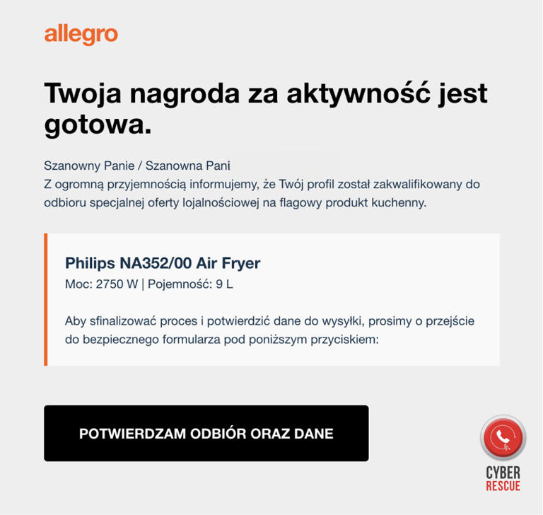 Uwaga na fałszywe maile od Allegro! Oszuści już ostrzą zęby na wasze ...