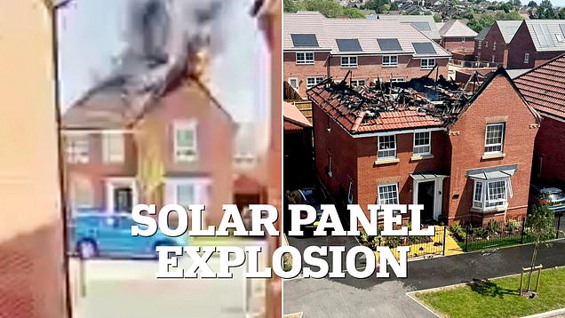 Solar panels catch fire atop a £600,000 new build home