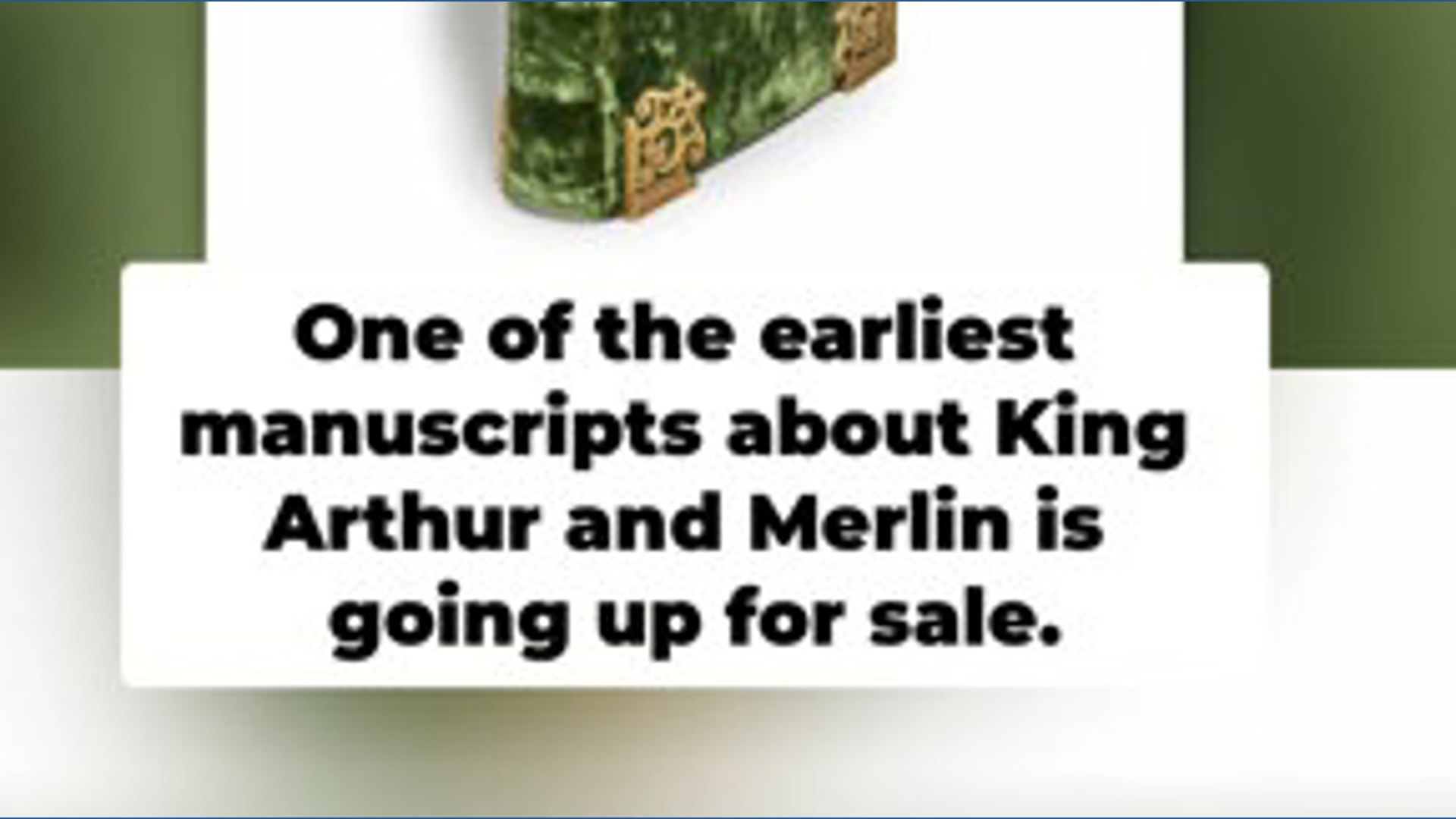 King Arthur manuscript is going up for auction