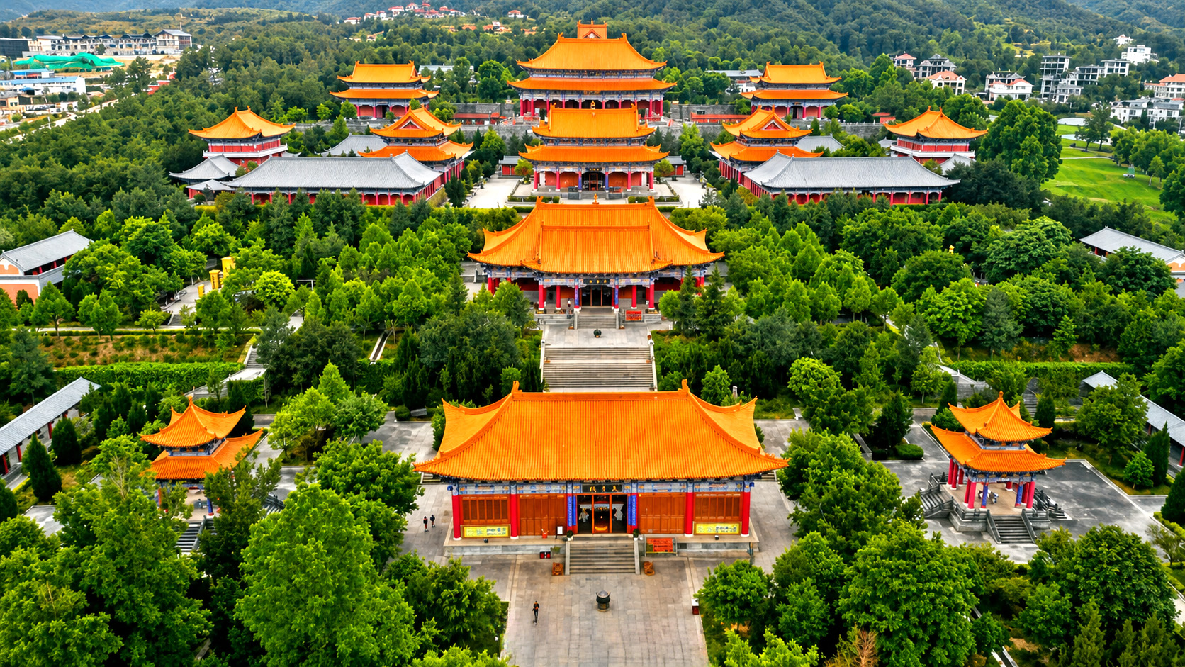 Ancient pagodas rising above Dali’s temple grounds
