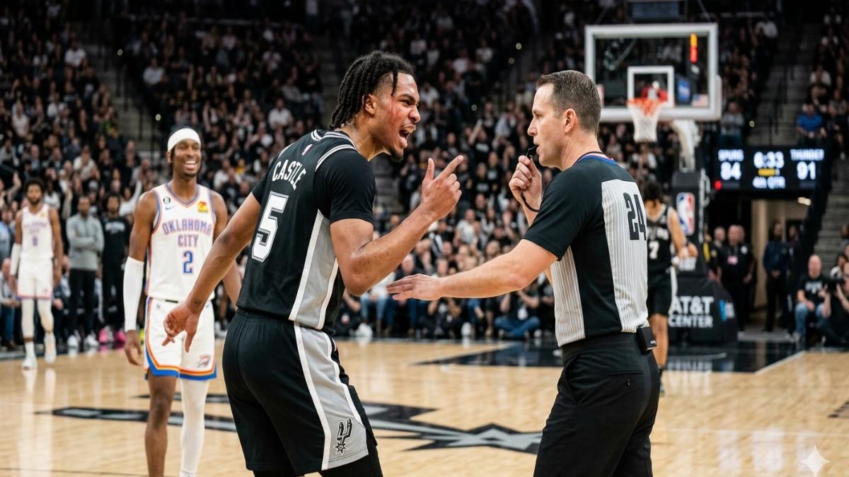 Stephon Castle calls out officiating after Spurs fall behind Thunder in ...