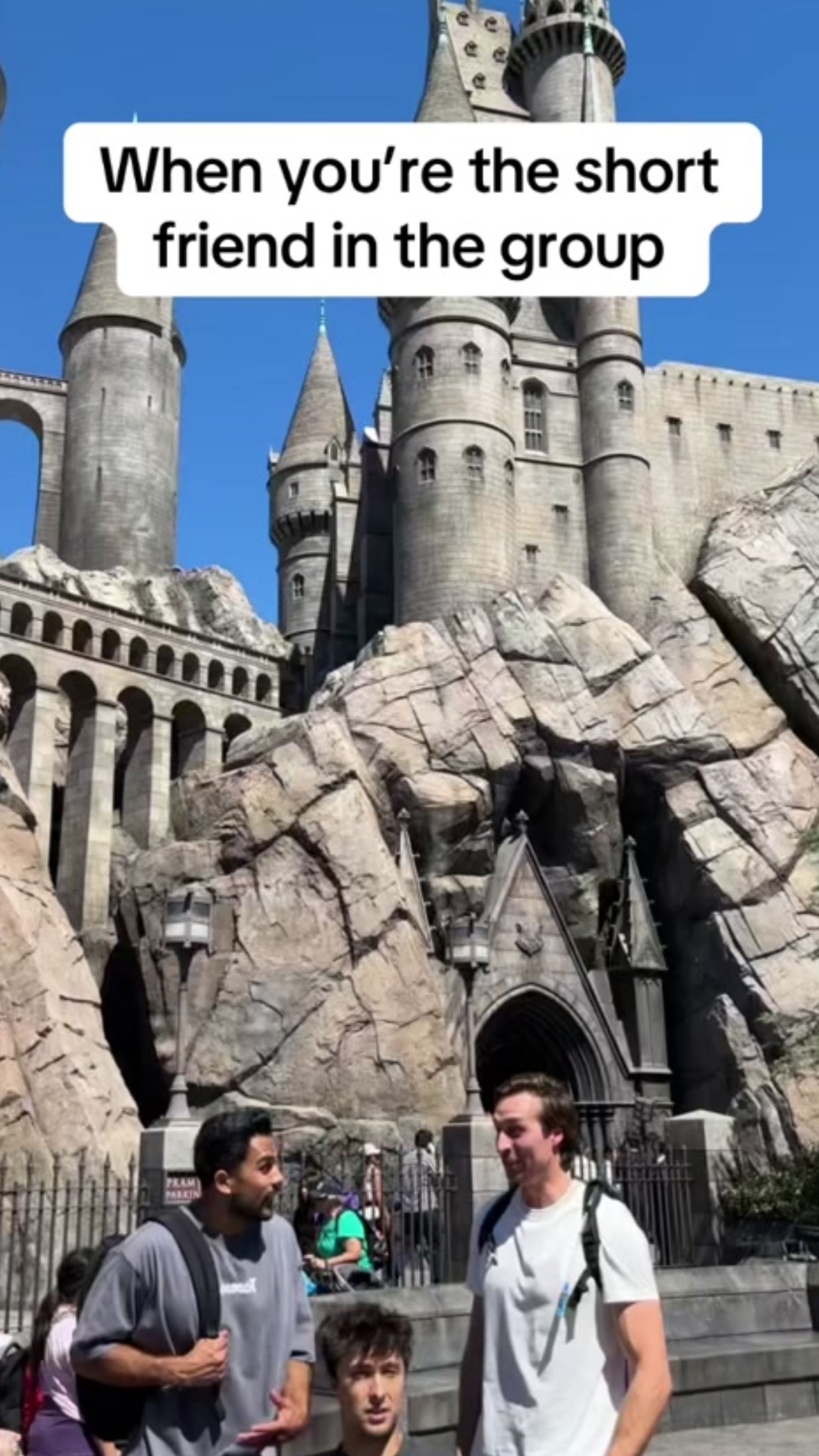 A friend group turns height differences into playful comedy