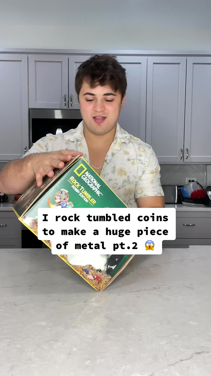 What happens after rock tumbling coins for 48 straight hours