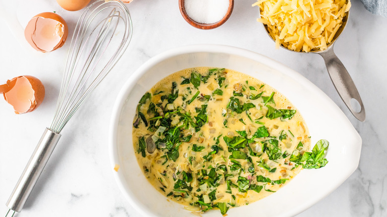 Hearty crustless spinach quiche