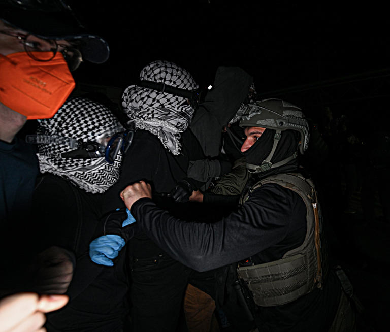 Night of chaos at Delaney Hall as ICE agents shove protester into path ...