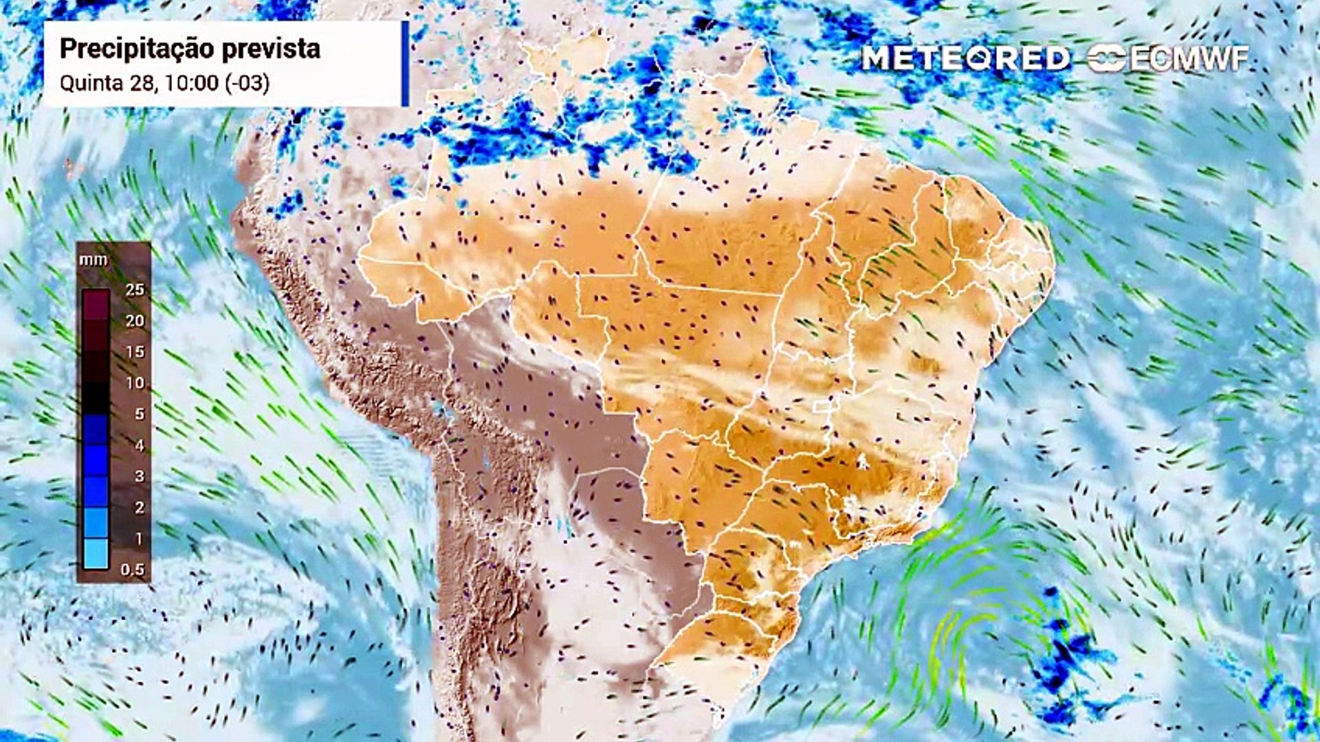 Quinta-feira, 28 de maio: Chuva, nebulosidade e ventos