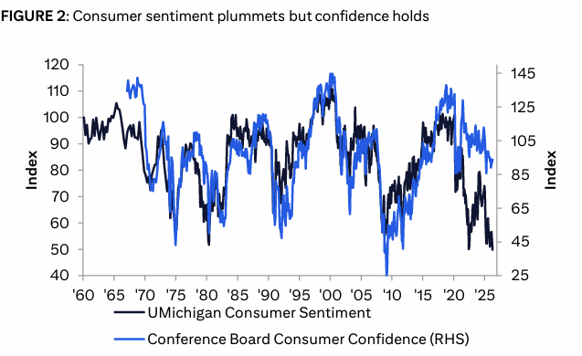 Consumer sentiment slump not yet reflected in spending, Citi says