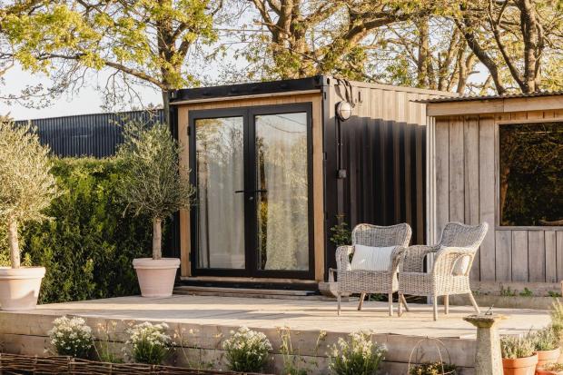 Oxfordshire couple build stylish garden office using shipping container