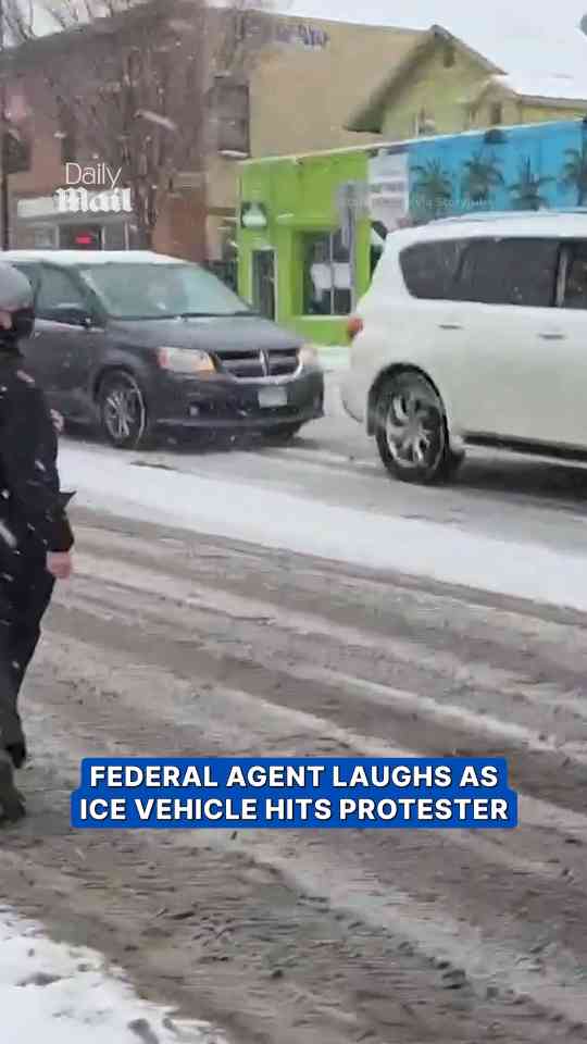 Federal agent caught laughing after ICE vehicle strikes protester