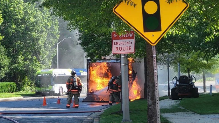 Landscaping truck carrying lithium-ion batteries goes up in flames in ...