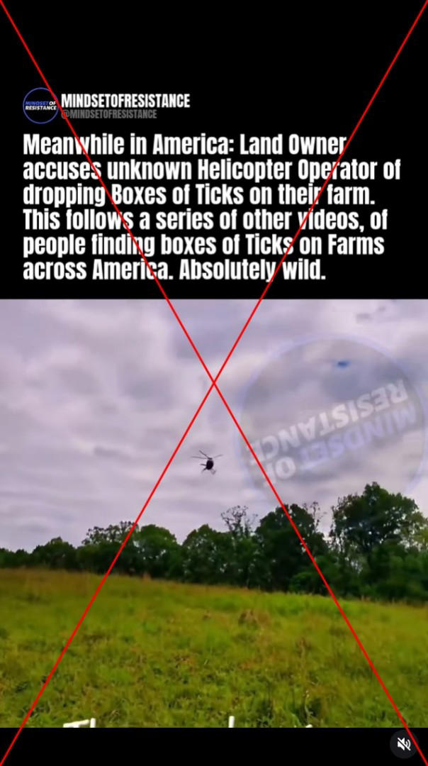 No evidence video shows 'box of ticks' dropped on US farms