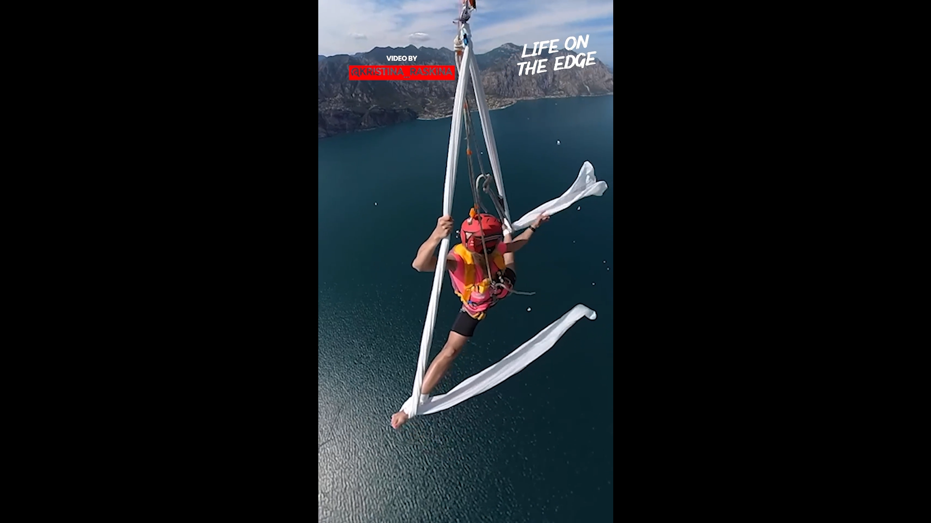 First ever aerial silk routine performed while paragliding in the sky
