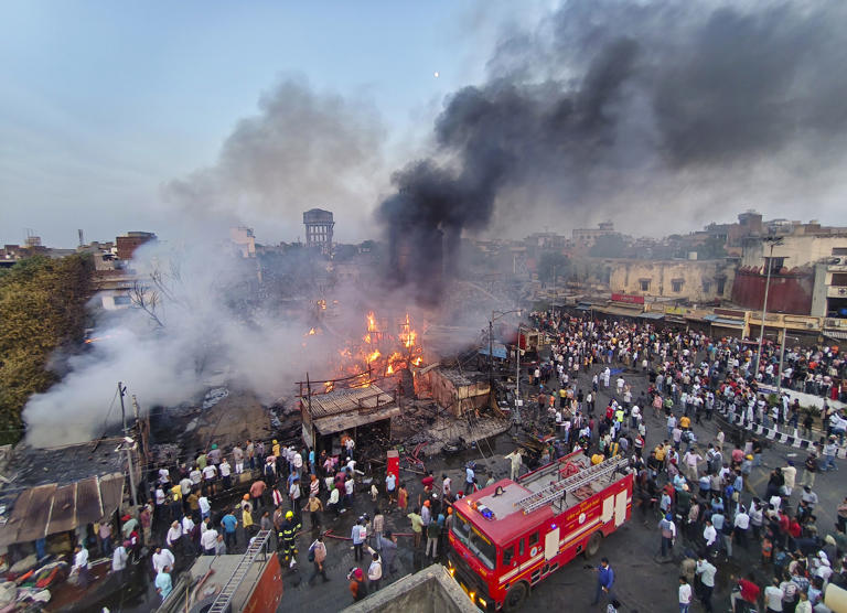 Amritsar: Shopkeeper burnt to death as massive fire guts bamboo market