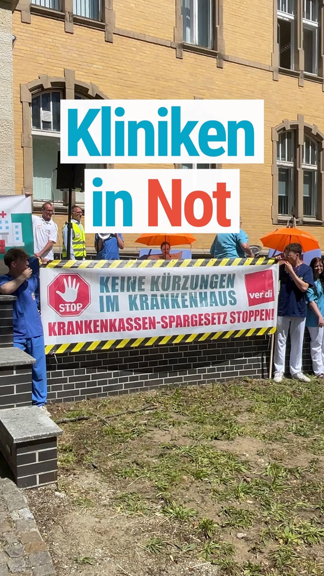 Protest am Elbe-Elster-Klinikum gegen Sparpläne im Gesundheitssystem