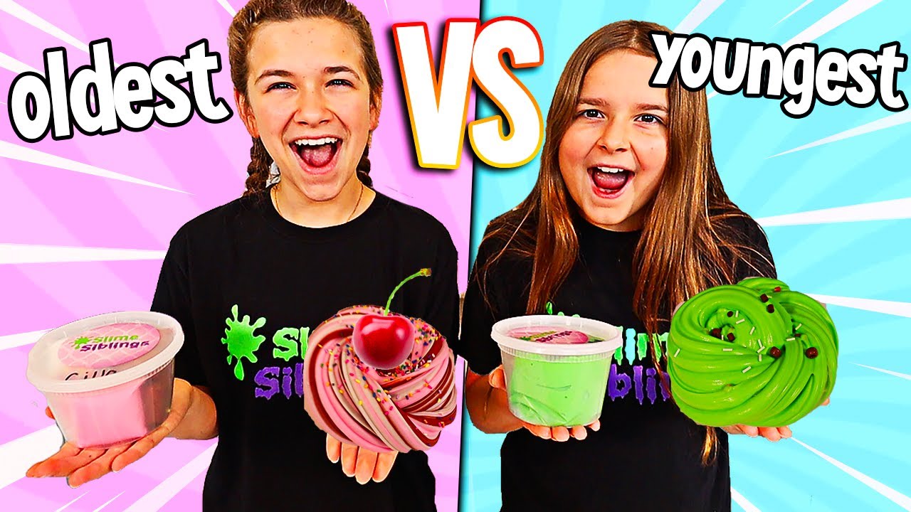 Young vs old sibling slime themed challenge! With slime siblings | JKREW