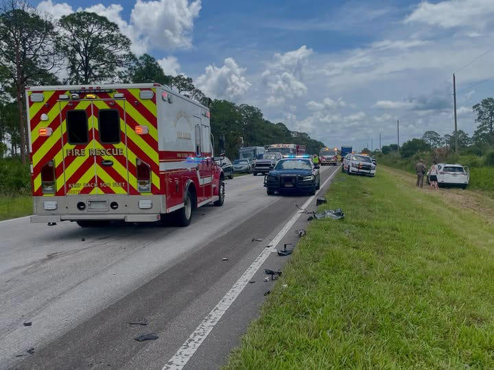 Head-on crash in Florida sends two people to hospital, closes road