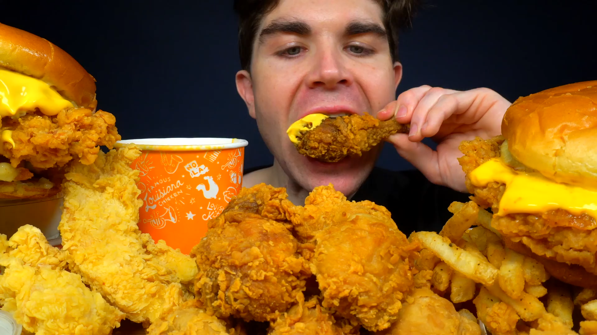 American eats extra crunchy chicken feast