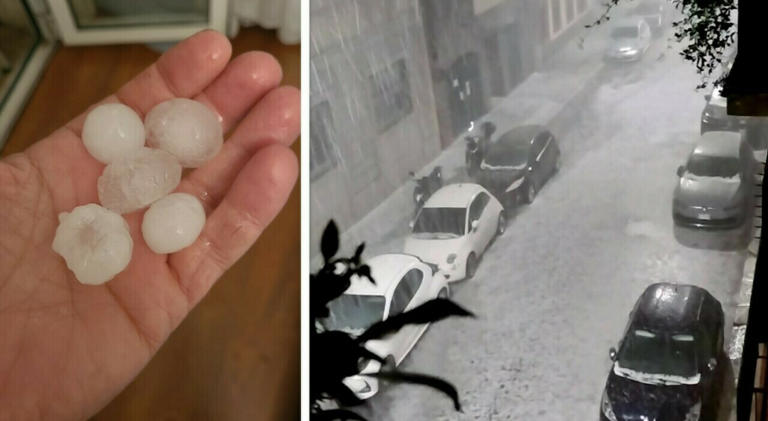 Tempesta di grandine a Milano, bomba d'acqua e chicchi di ghiaccio come ...