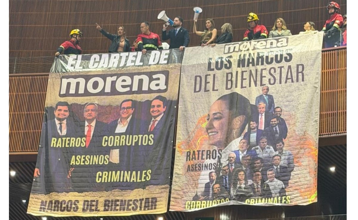 Despliegan mantas en San Lázaro contra Morena; diputados priistas ...
