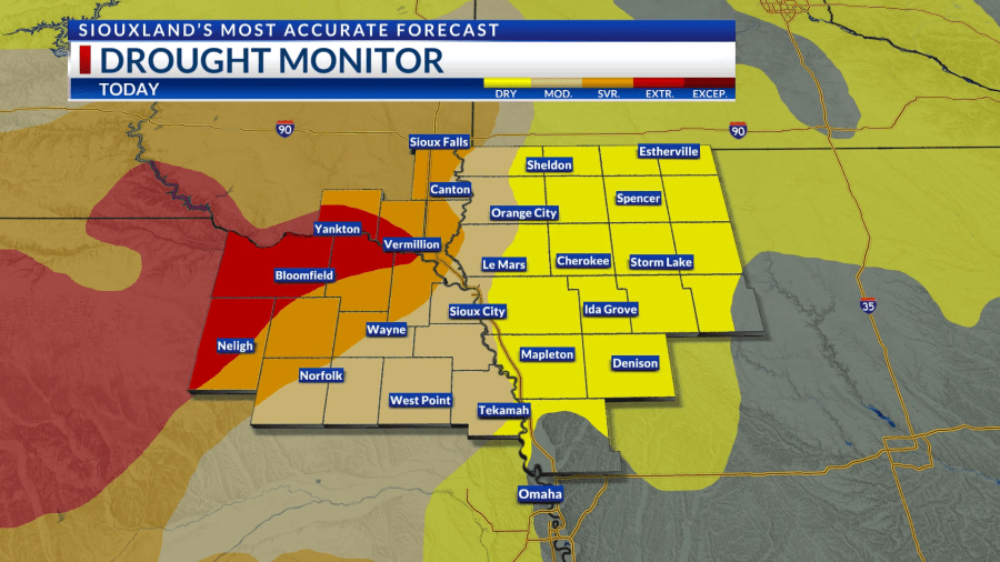 Worsening drought in Siouxland states