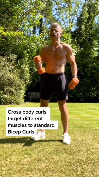 Cross-body hammer curl routine to enhance arm definition after 50
