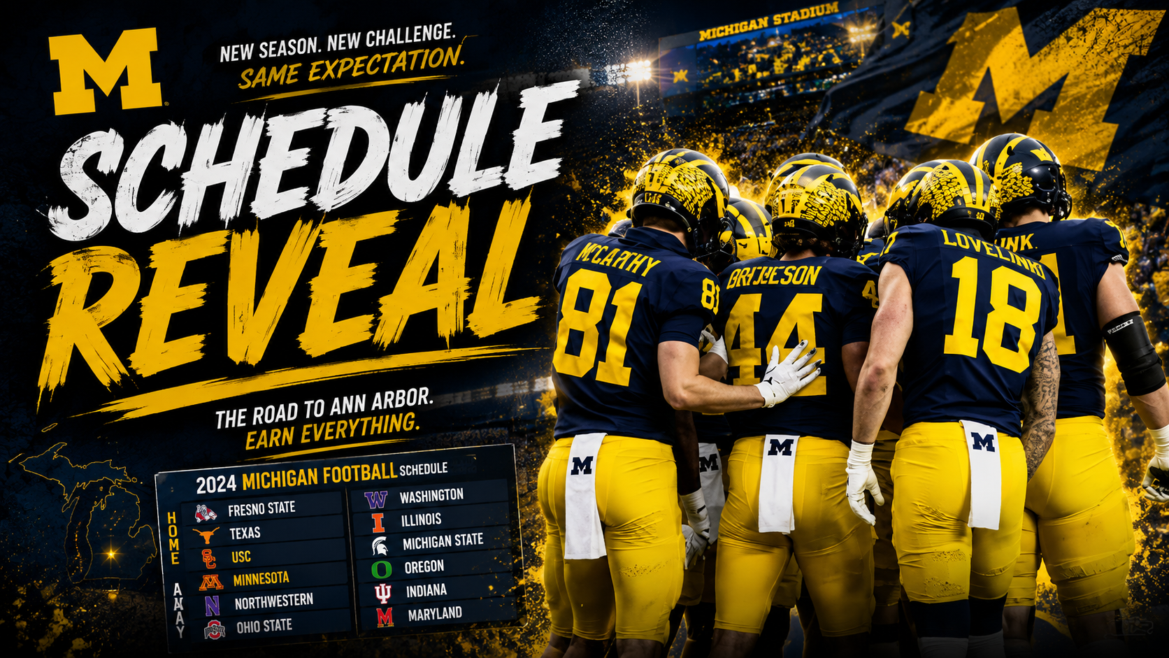 Michigan's early 2026 schedule set: Three games before Big Ten gauntlet ...