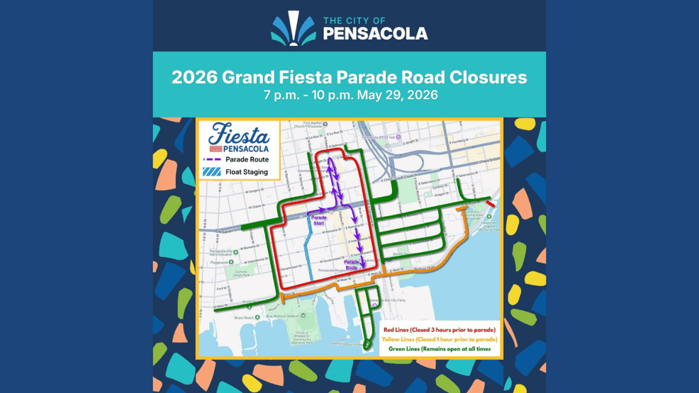 Road closures in downtown Pensacola for Grand Fiesta Parade