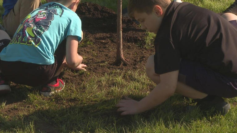 Volunteers gather to plant over 100 trees in Elkhart