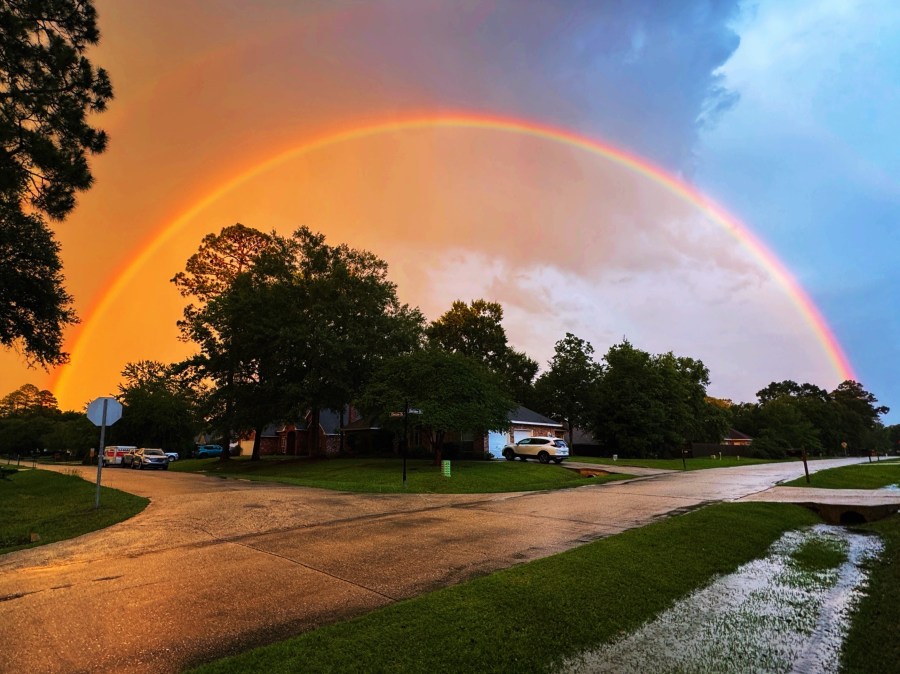 Stunning double rainbow stretches across the sky in Abita Springs