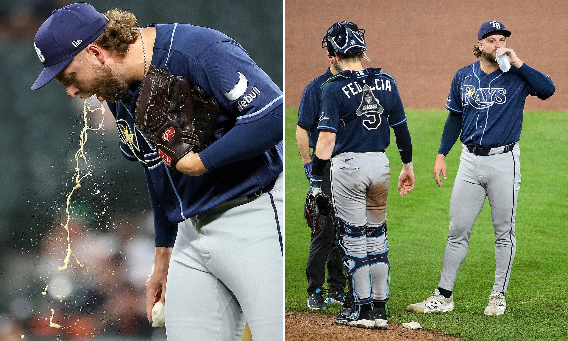Grim moment MLB star throws up on field as he makes first appearance in ...