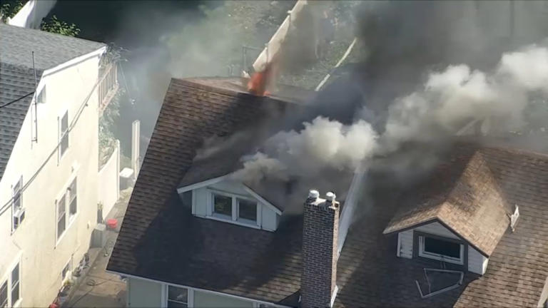 Firefighters battle house fire in Collingdale