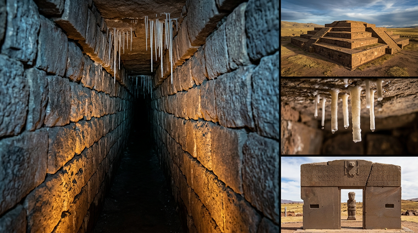 12,000-year-old stalactites inside Tiwanaku tunnels
