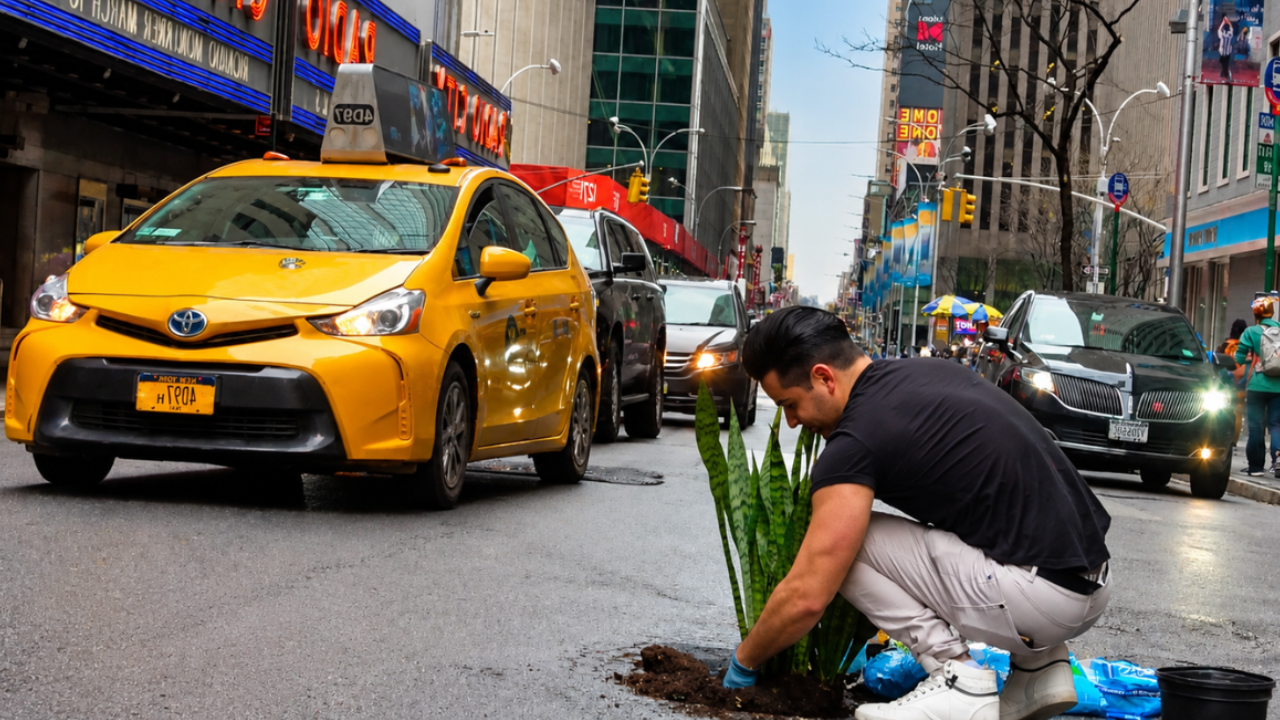 Trees planted on NYC streets in a public social experiment